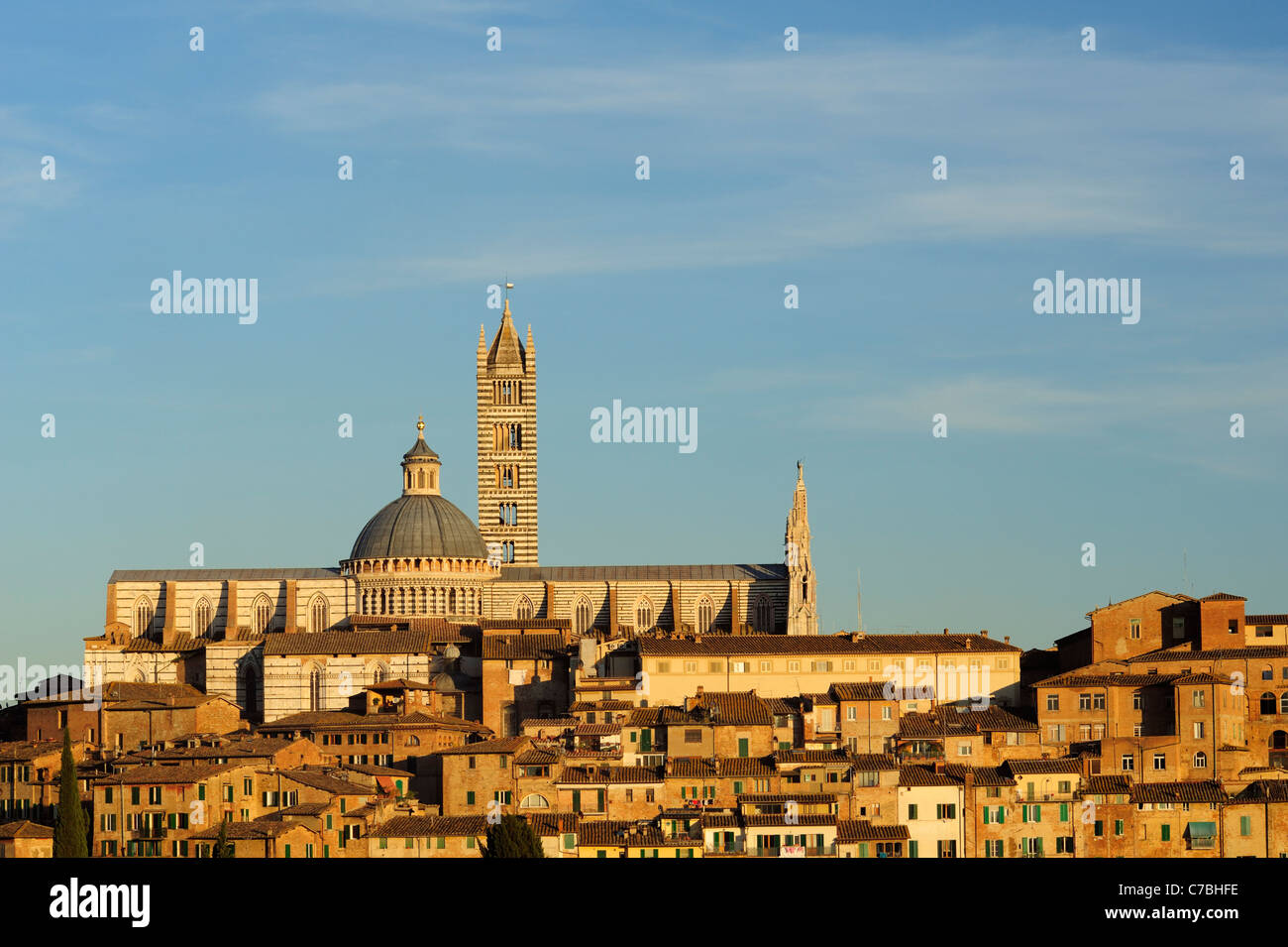 Siena Cathedral rising above the houses of siena, Siena, UNESCO World ...