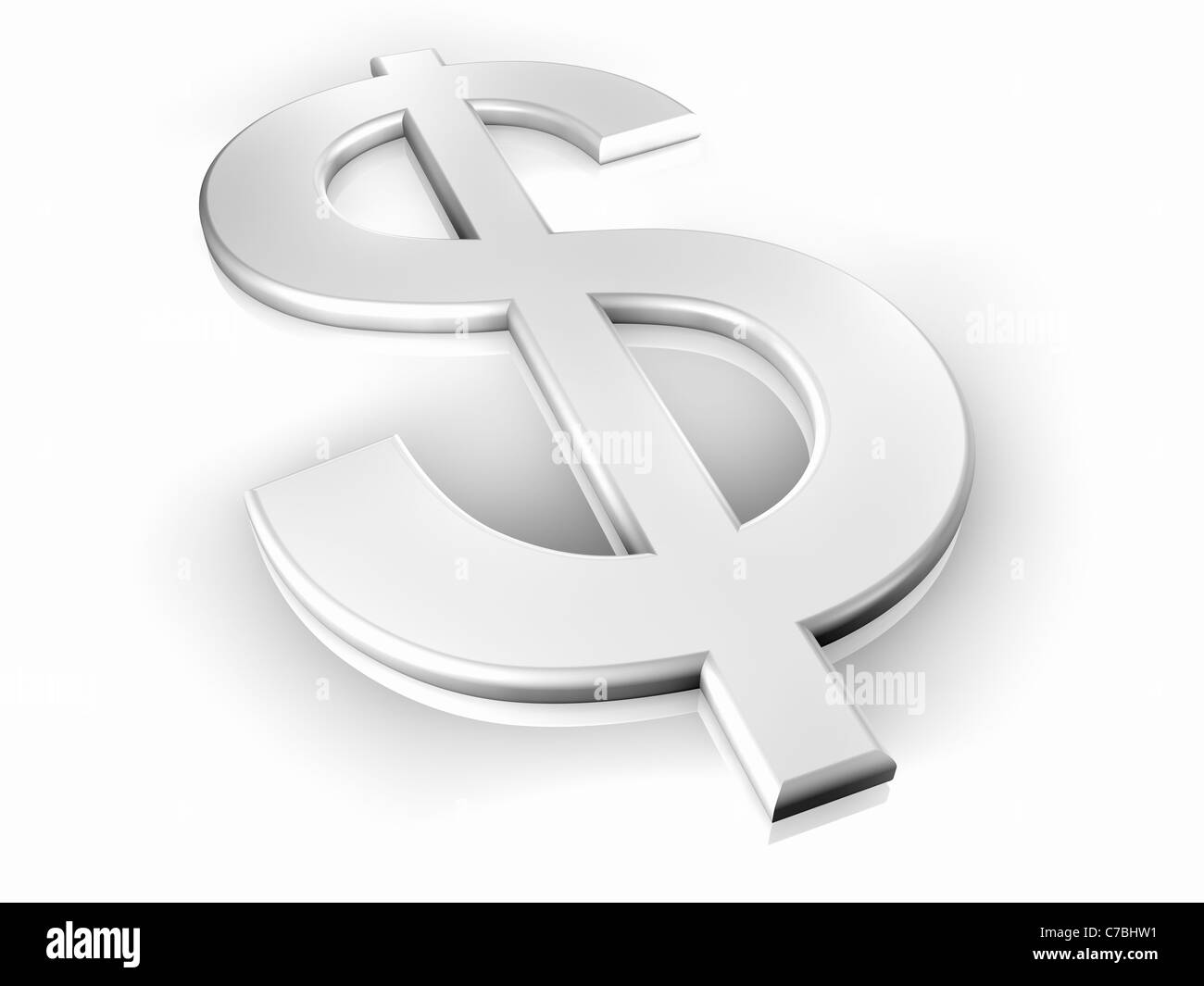 White dollar sign on white background, shine and reflection, 3d render ...