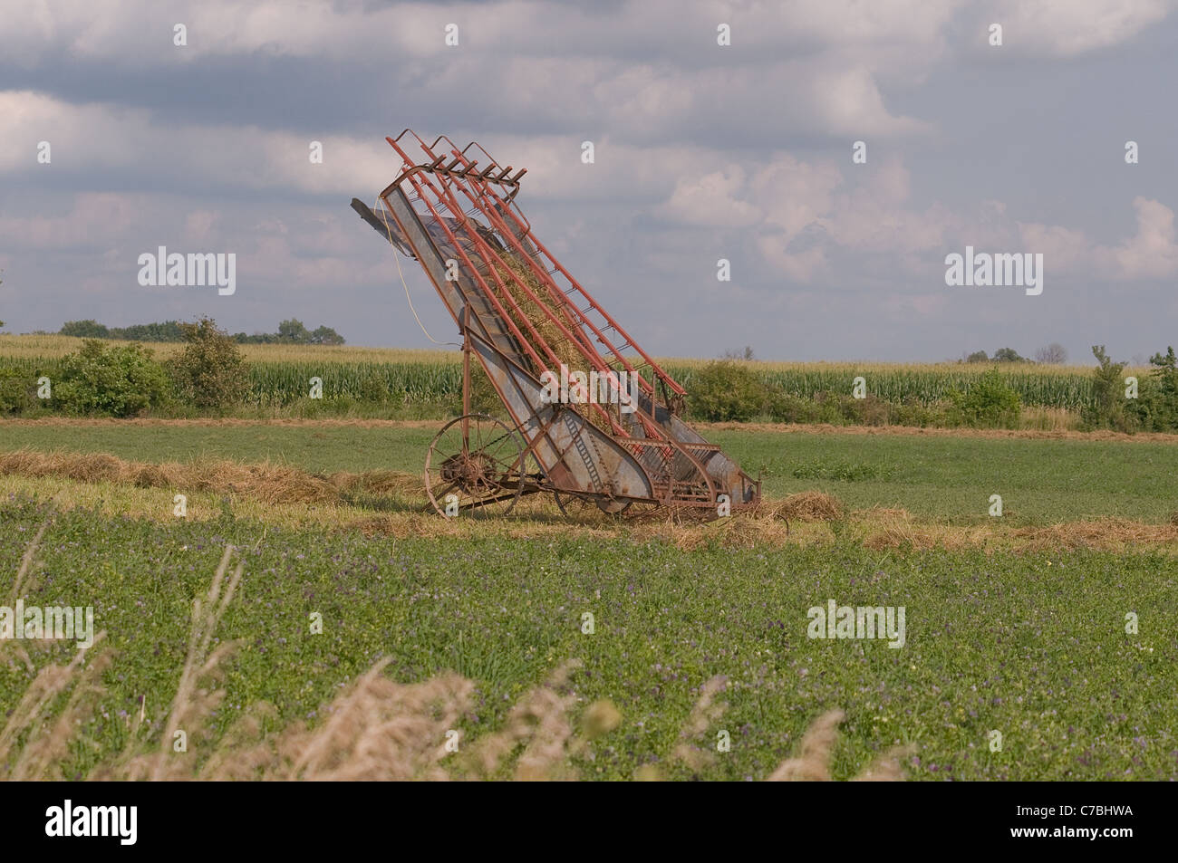 Hay Conveyor on Amish farm in Ohio Stock Photo - Alamy