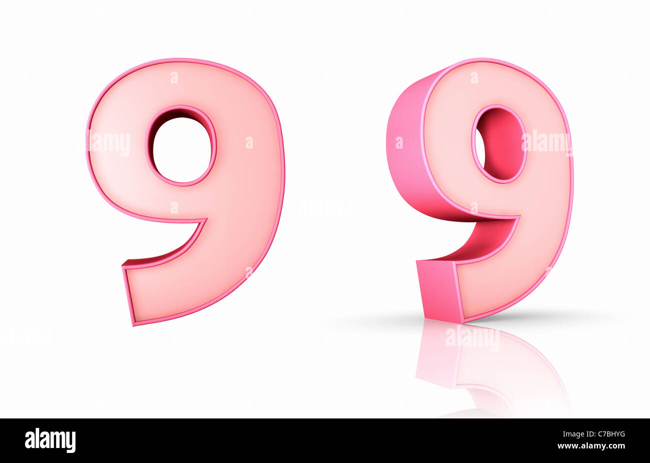 3d pink number nine, isolated on white background, 9 Stock Photo - Alamy