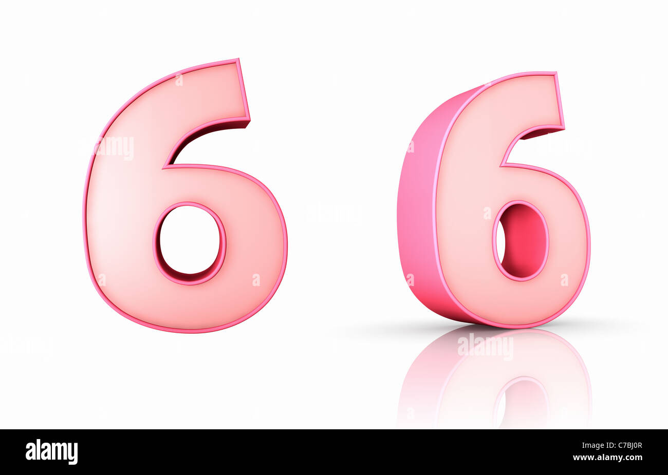 3d pink number six, isolated on white background, 6 Stock Photo - Alamy