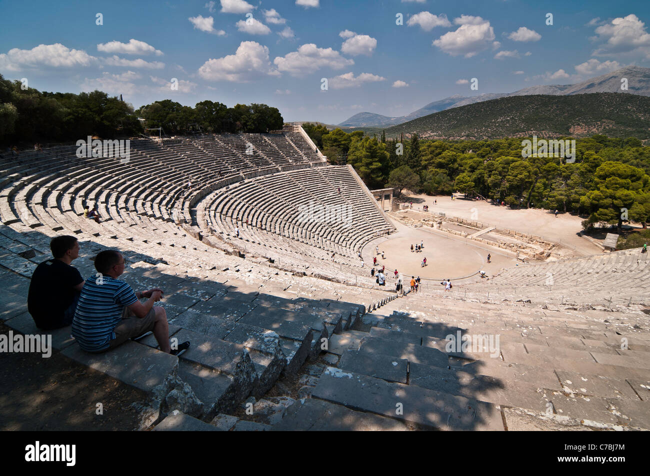 The Classical Greek theatre at Ancient Epidaurus, Argolid, Peloponnese ...