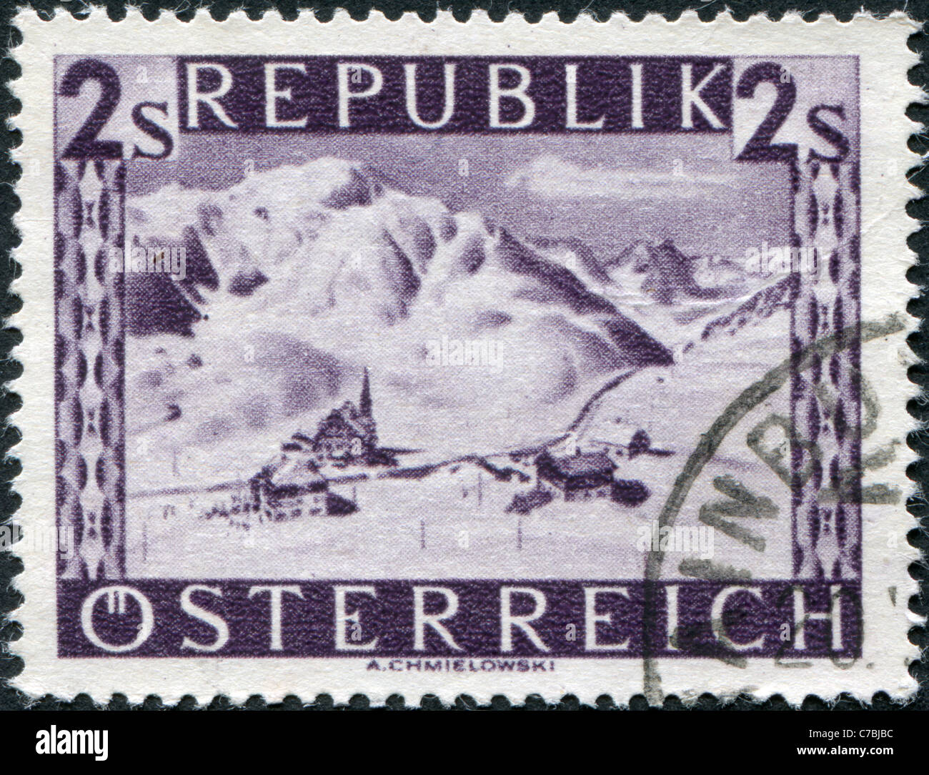 AUSTRIA - 1947: A stamp printed in Austria, shows the Saint Christof am ...