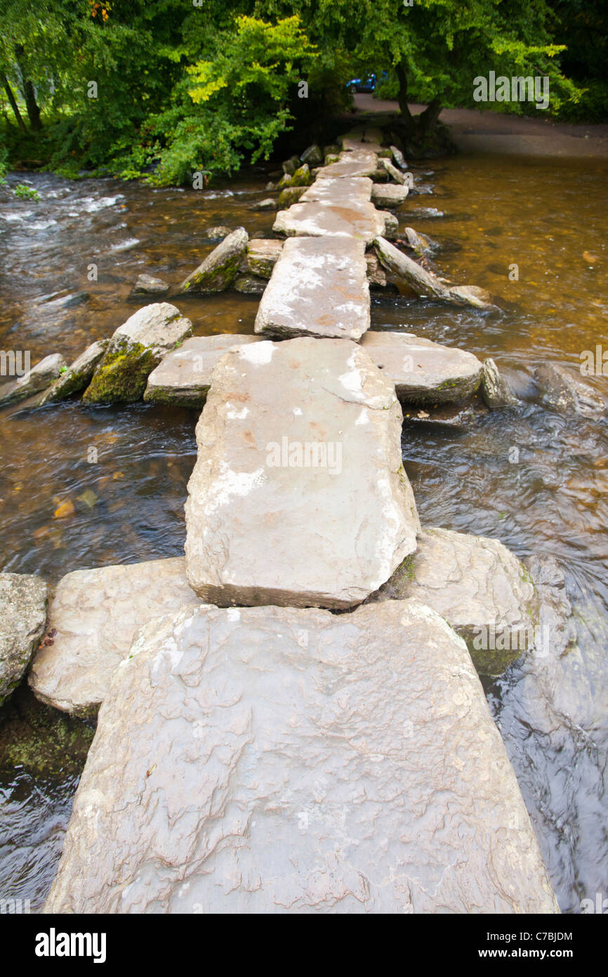 Tarr Steps an ancient river crossing on the River Barle, on Exmoor ...