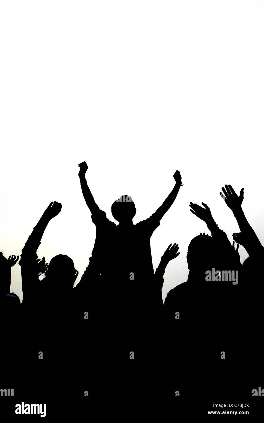 Crowd of people silhouette Stock Photo - Alamy
