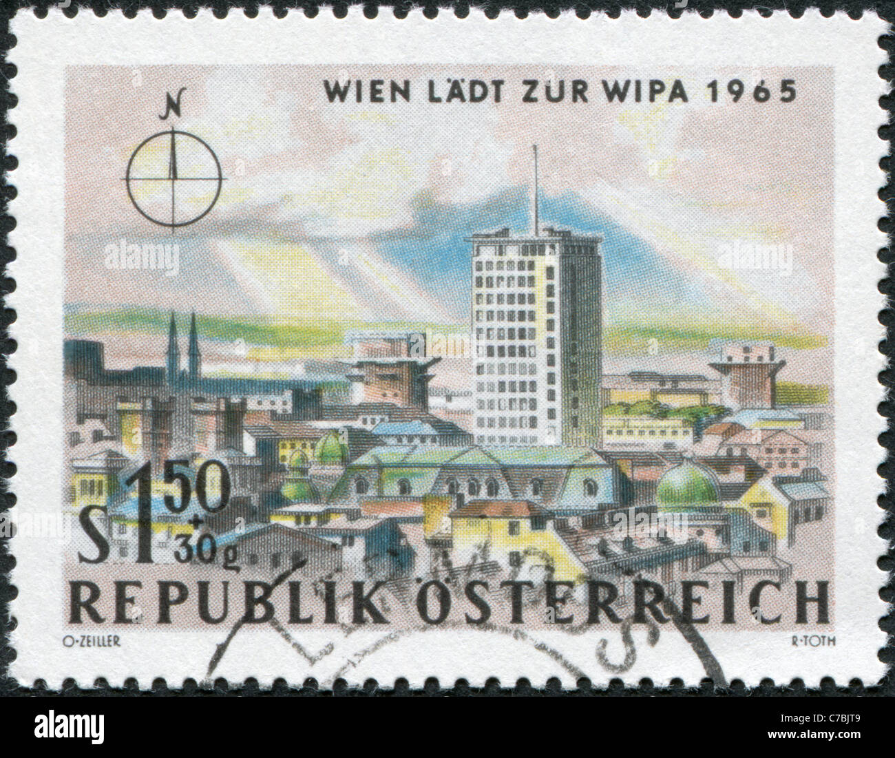 A stamp printed in Austria, is dedicated to the Vienna International ...