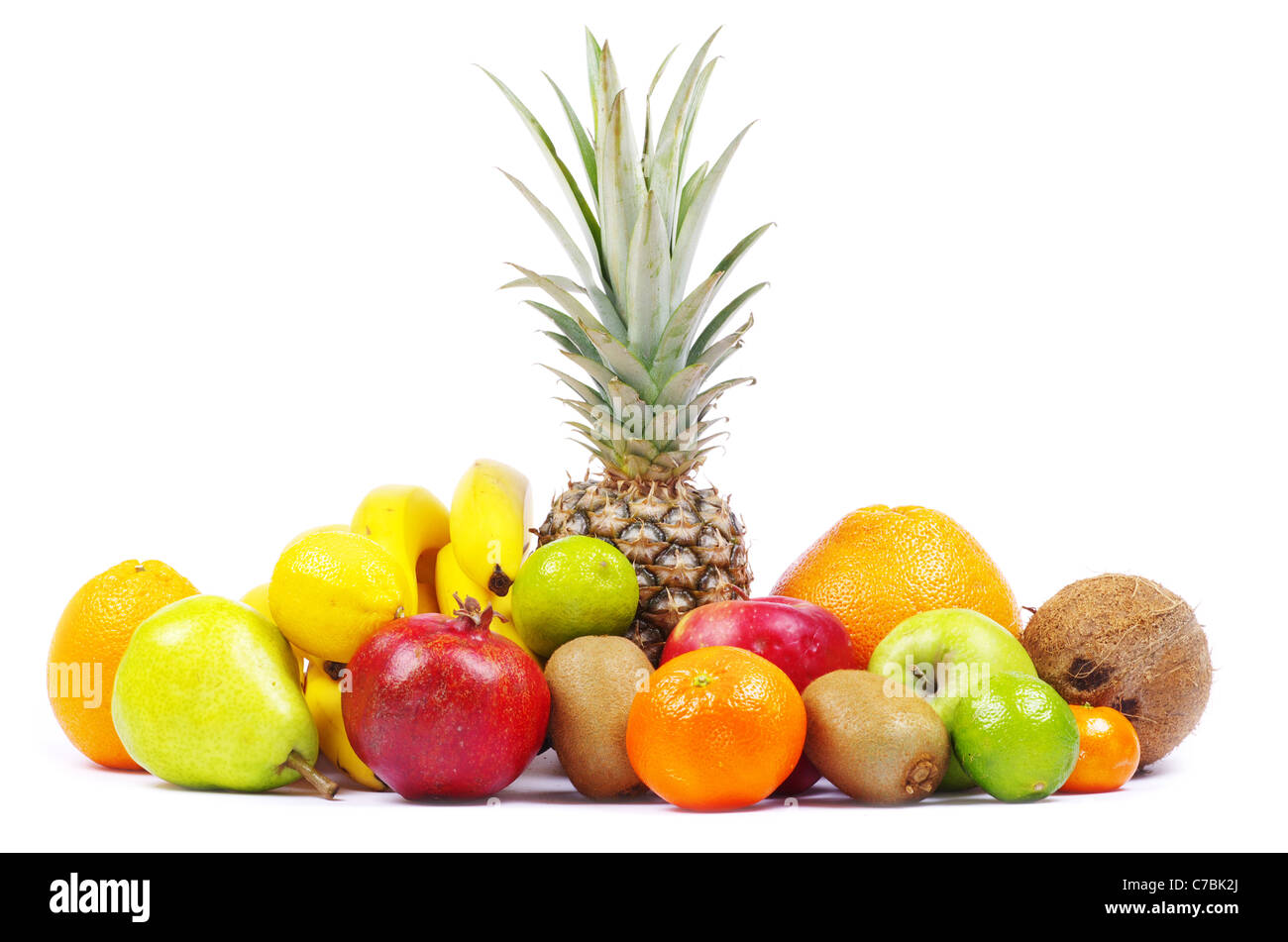 Composition with fruits isolated on white Stock Photo - Alamy