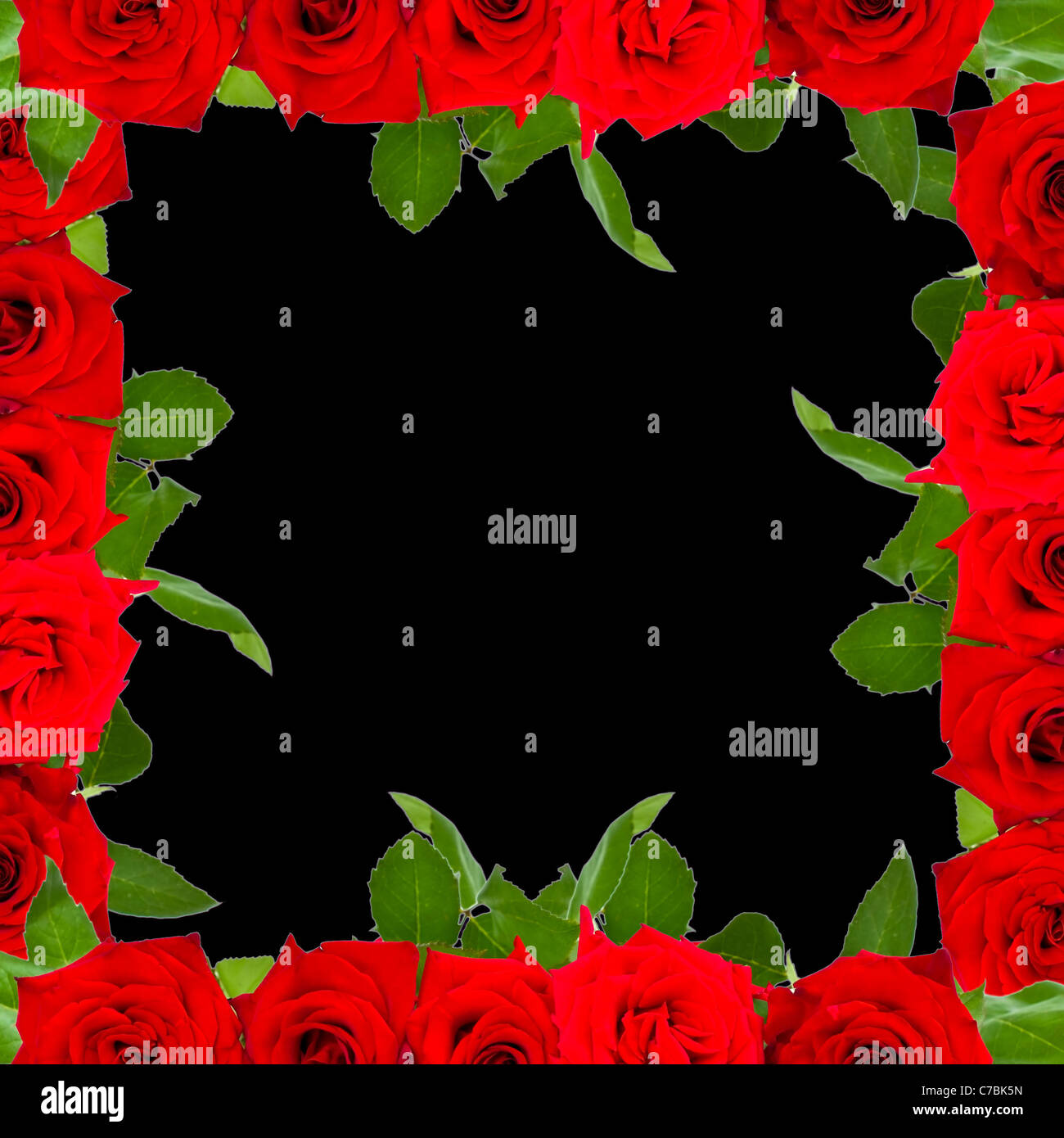 Frame made of red roses on black Stock Photo - Alamy