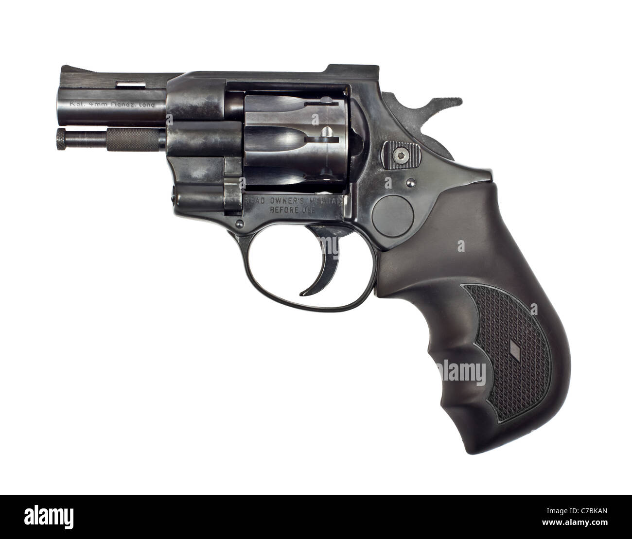 Black revolver gun isolated on white background Stock Photo - Alamy