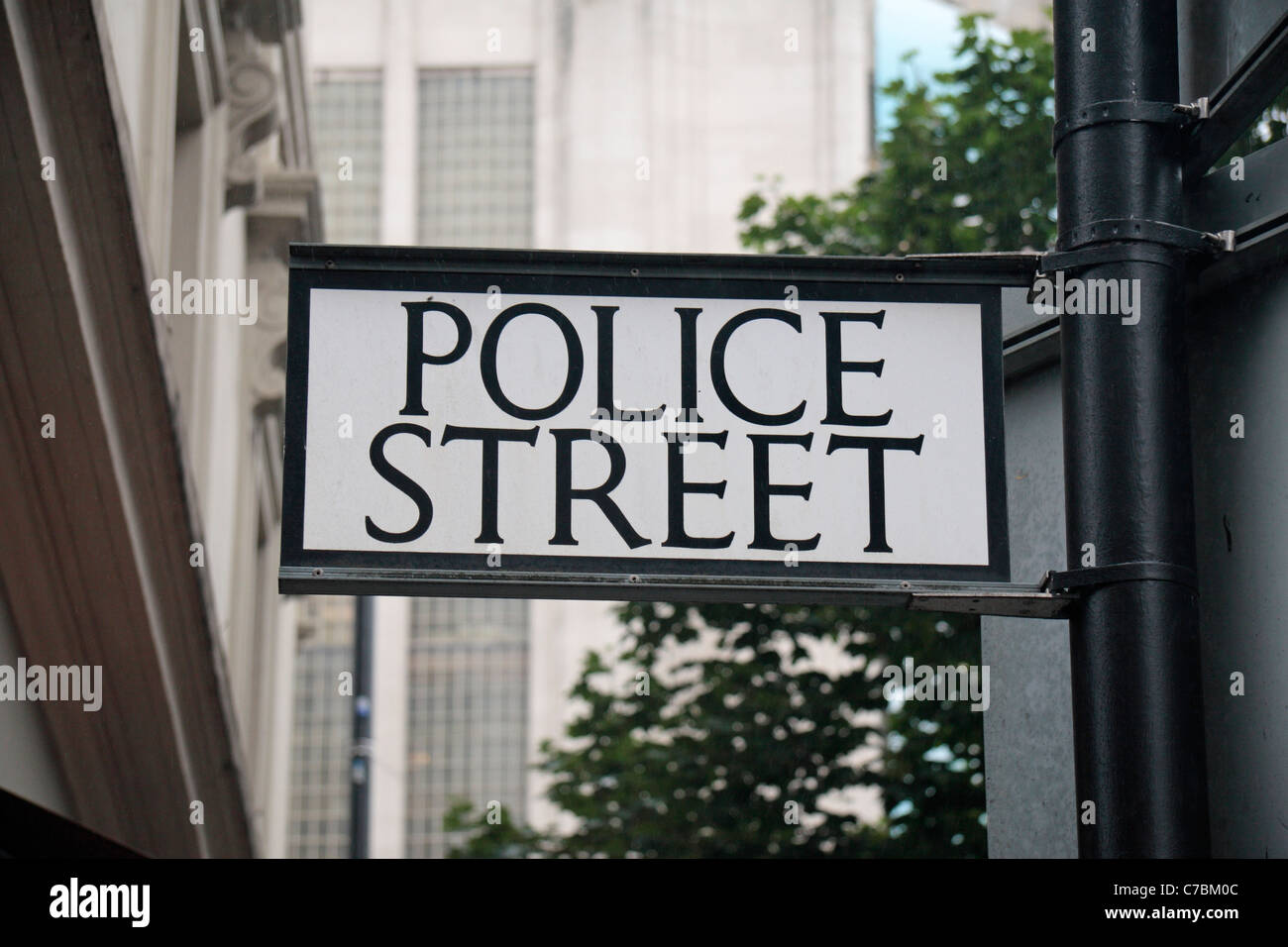 Road sign for 'Police Street', Manchester, UK Stock Photo - Alamy