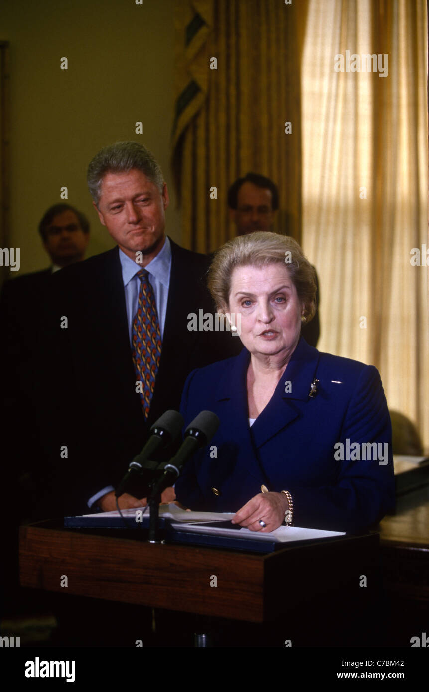 US Secretary of State Madeleine Albright with President Bill Clinton in ...