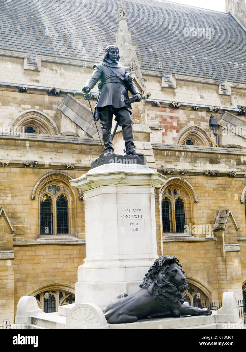 Statue of Oliver Cromwell at Palace of Westminster in London, the ...