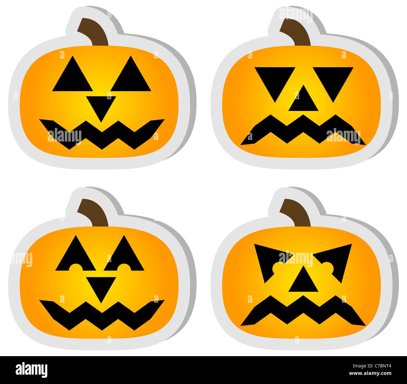 Set of 4 Halloween Jack O'Lantern Stickers Stock Photo - Alamy