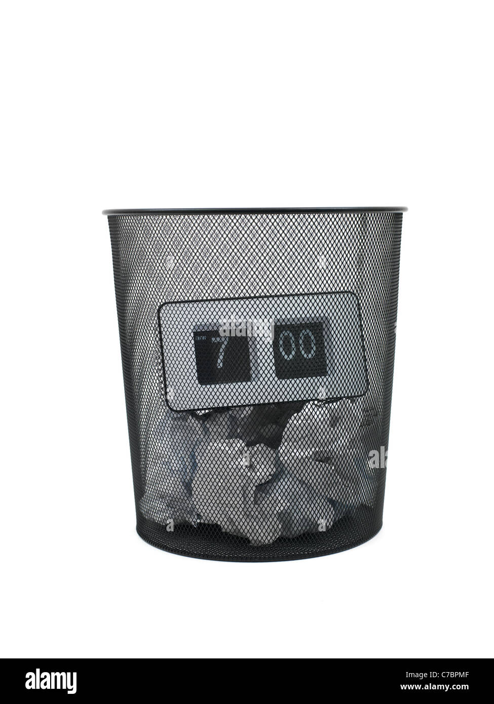 A flip clock isolated against a red background Stock Photo - Alamy