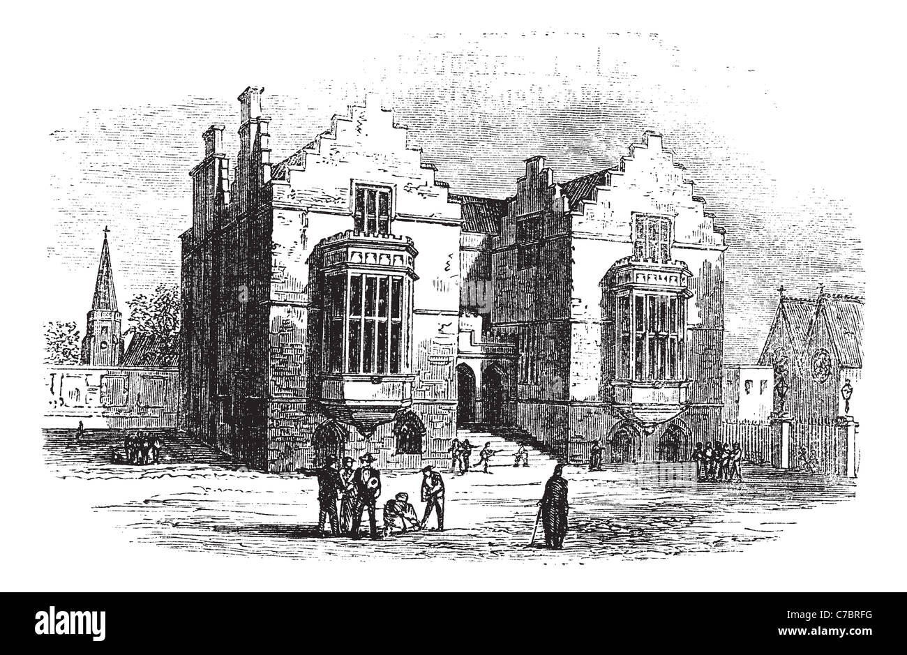 Harrow school vintage engraving. Old engraved illustration of harrow ...