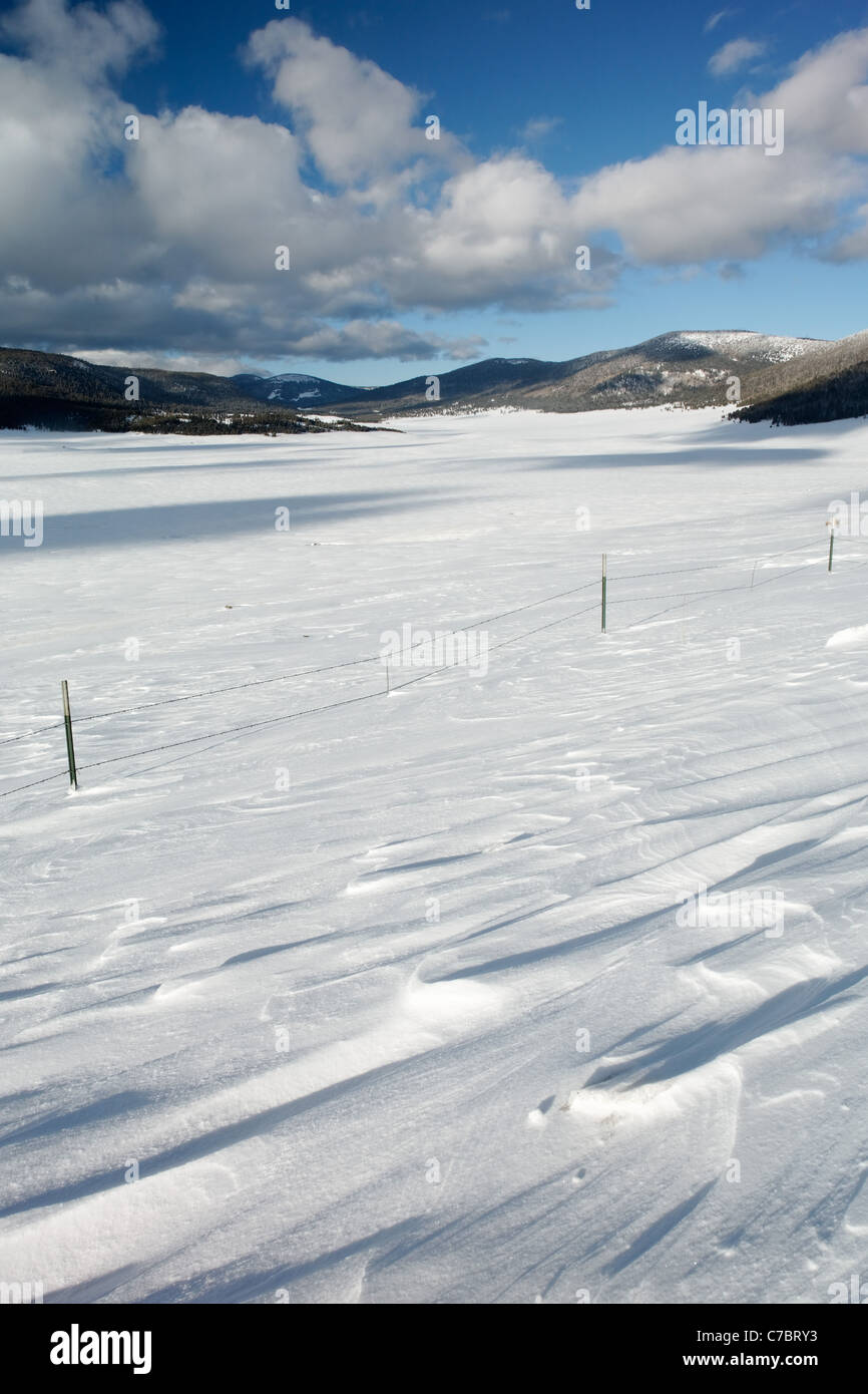 Valle Grande covered in winter snow, Valles Caldera National Preserve ...