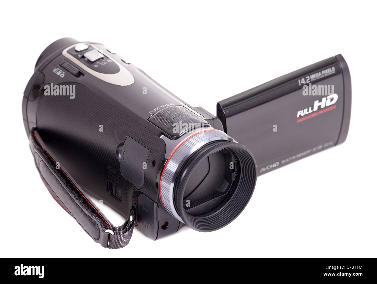 Black hd video camera isolated on white background Stock Photo - Alamy