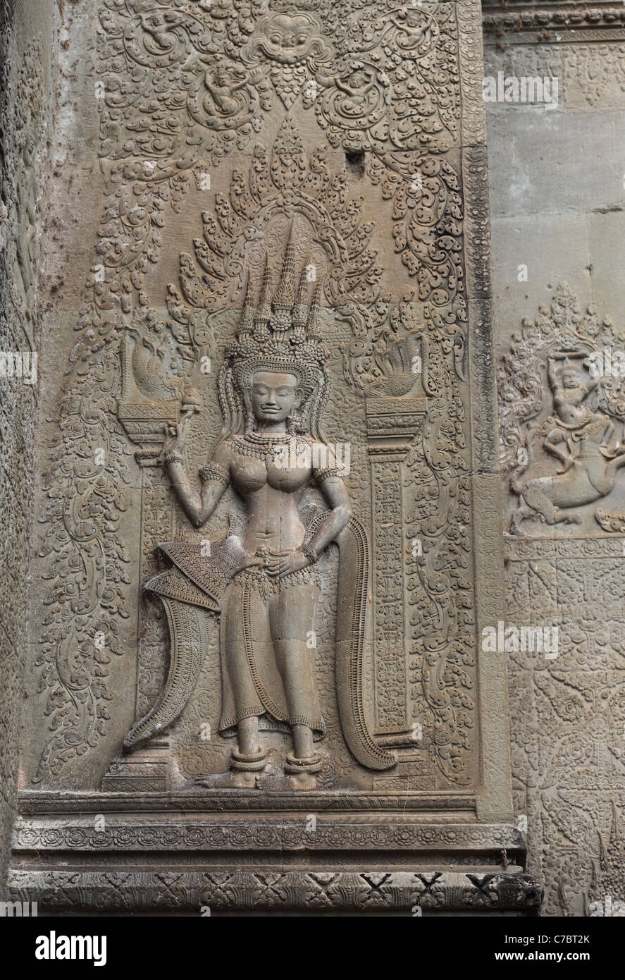 Carvings at Angkor Wat, Cambodia Stock Photo - Alamy