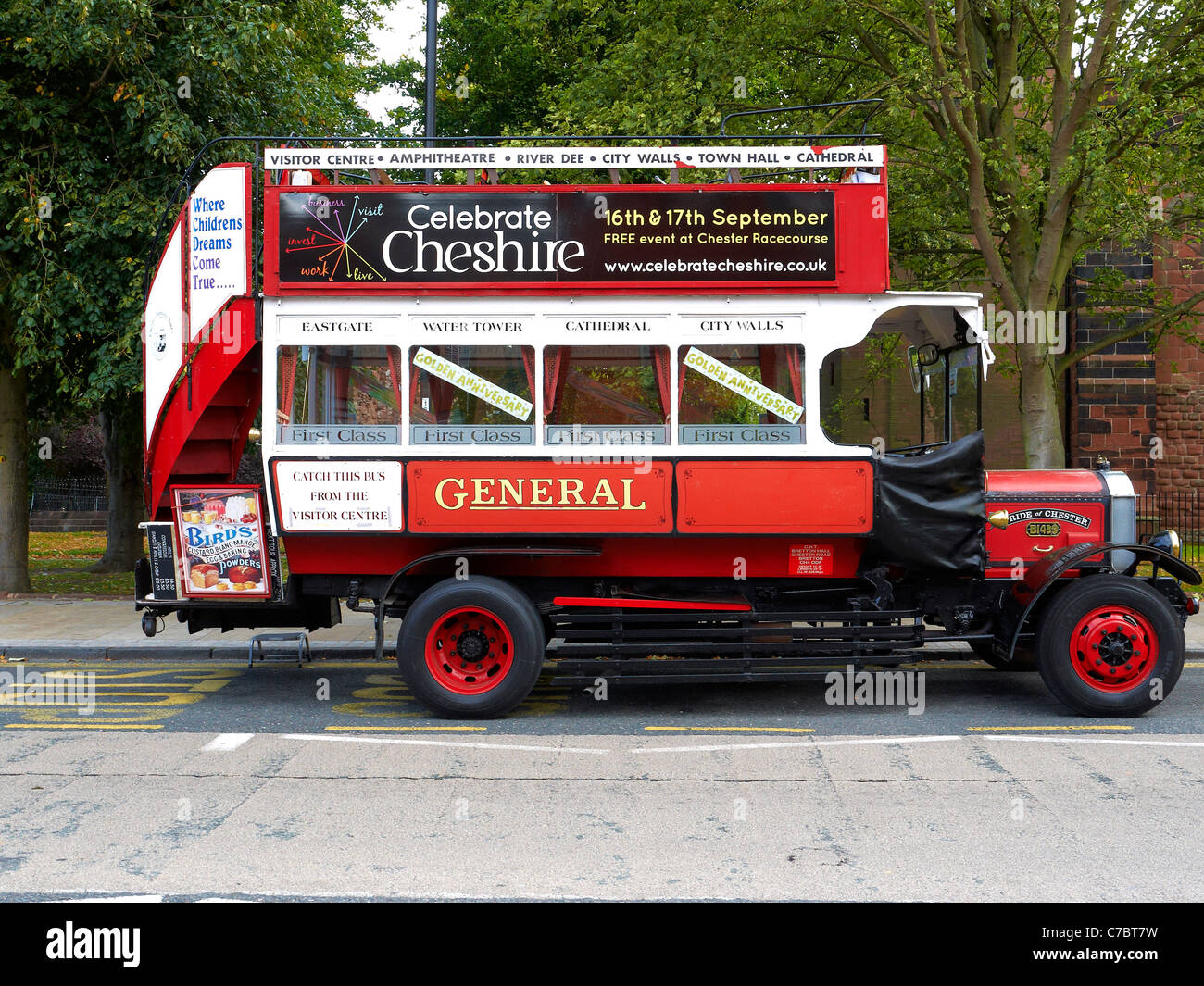 Vintage sightseeing bus in Chester Cheshire UK Stock Photo - Alamy