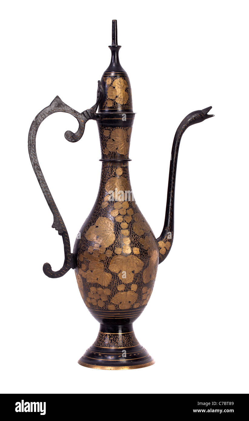 Ancient beautiful jug isolated on white background Stock Photo - Alamy