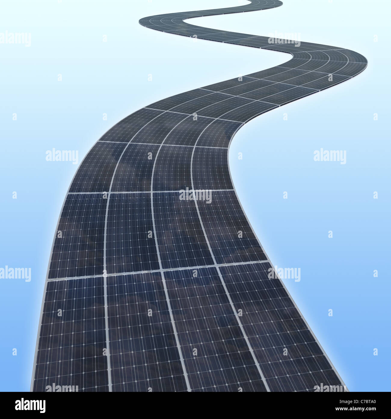 solar panes highway 3d illustration Stock Photo - Alamy