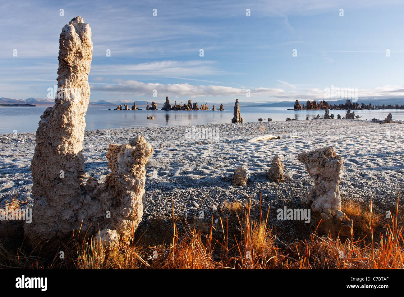 Tufta rock formations at edge of Mono Lake, South Tufta, eastern ...