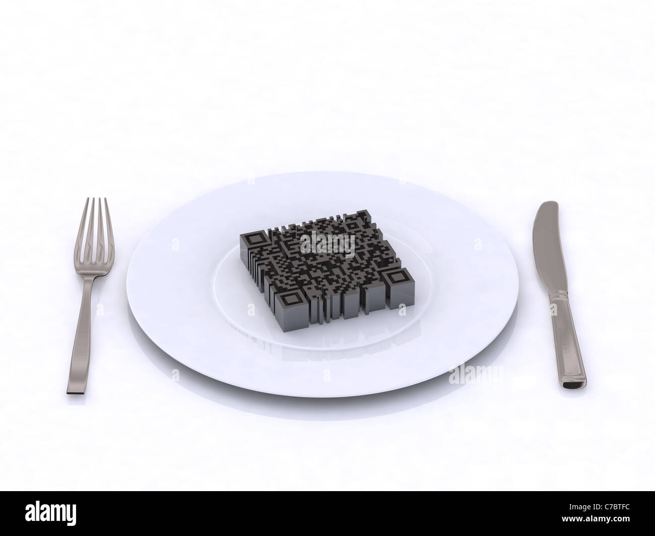 3d qr barcode on the plate Stock Photo - Alamy