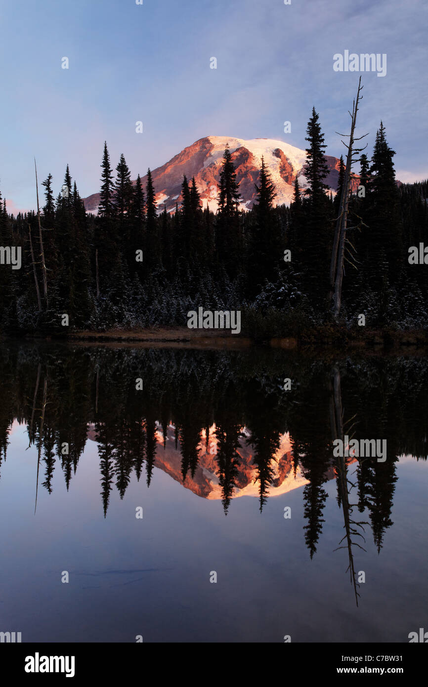 Mount Rainier reflected in Reflection Lakes, Mount Rainier National ...