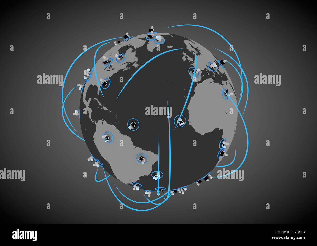 render of several people connected to each other around the world Stock ...