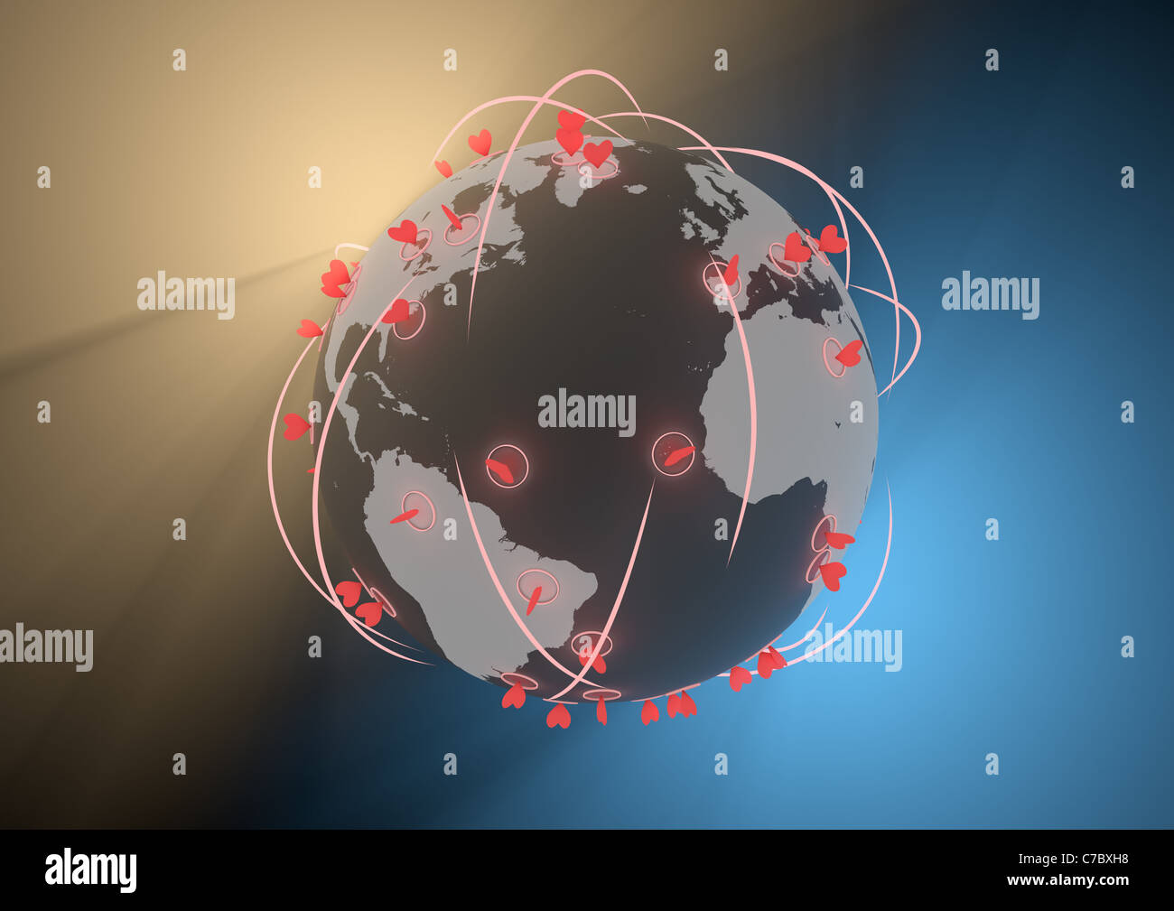 render of a network of heart symbols Stock Photo - Alamy