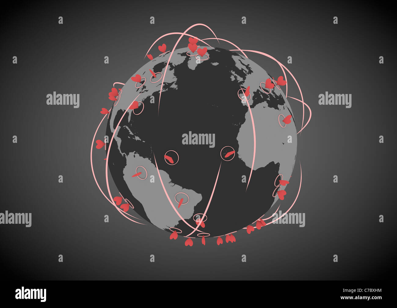 render of a network of heart symbols Stock Photo - Alamy
