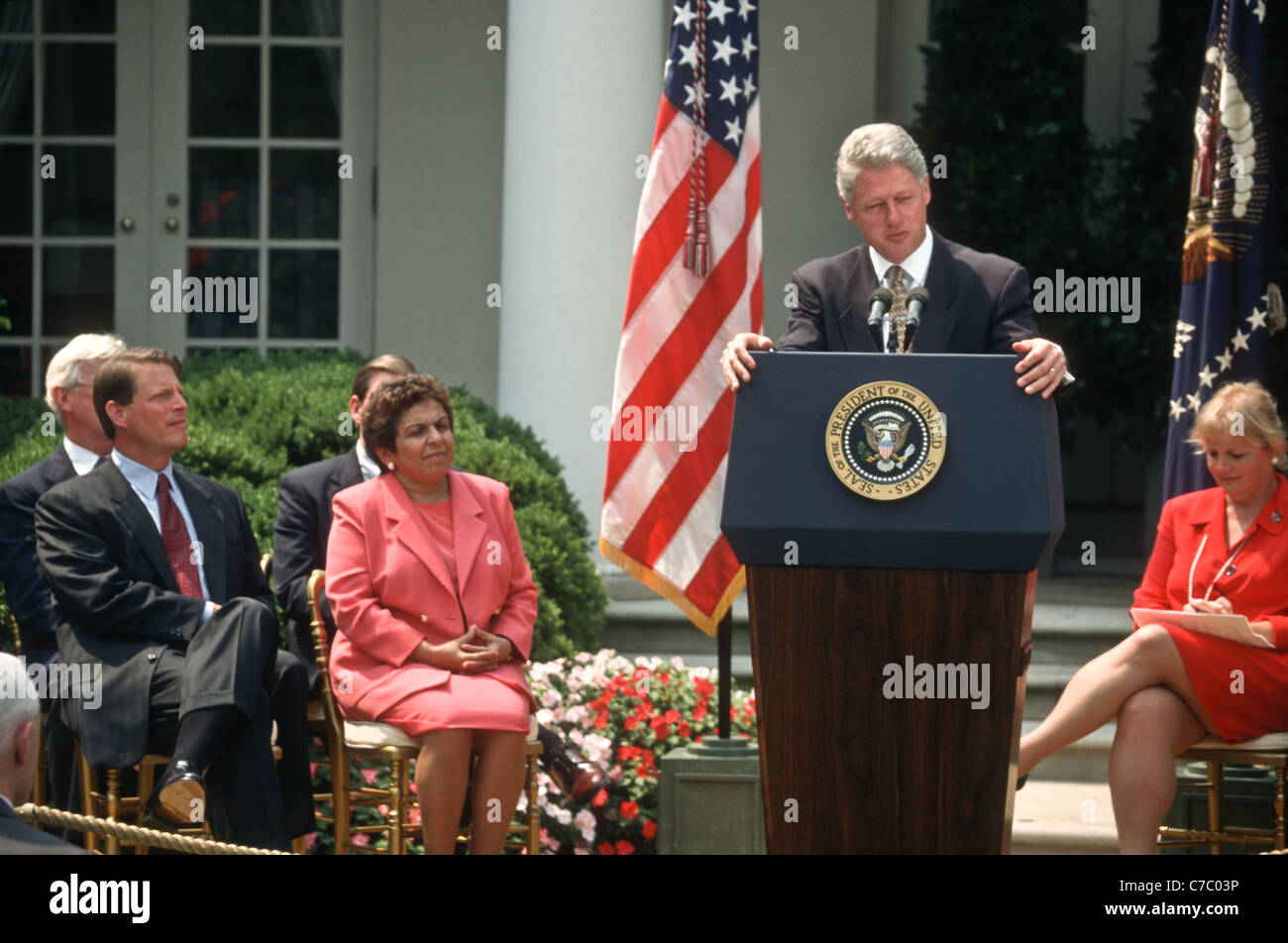 President Bill Clinton announces new policies on tobacco and children ...