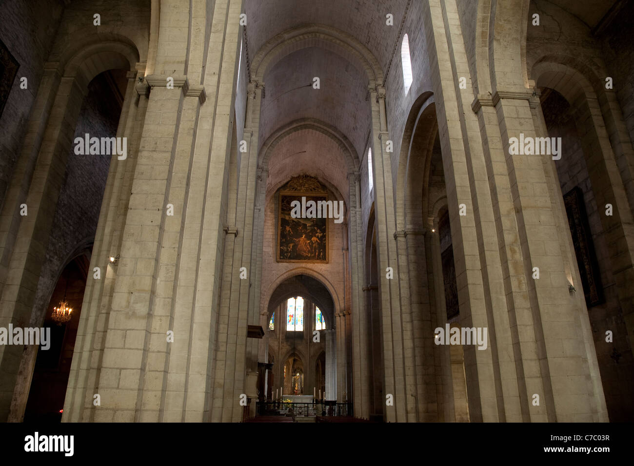 Nave of St Trophime Church; Arles, France Stock Photo - Alamy