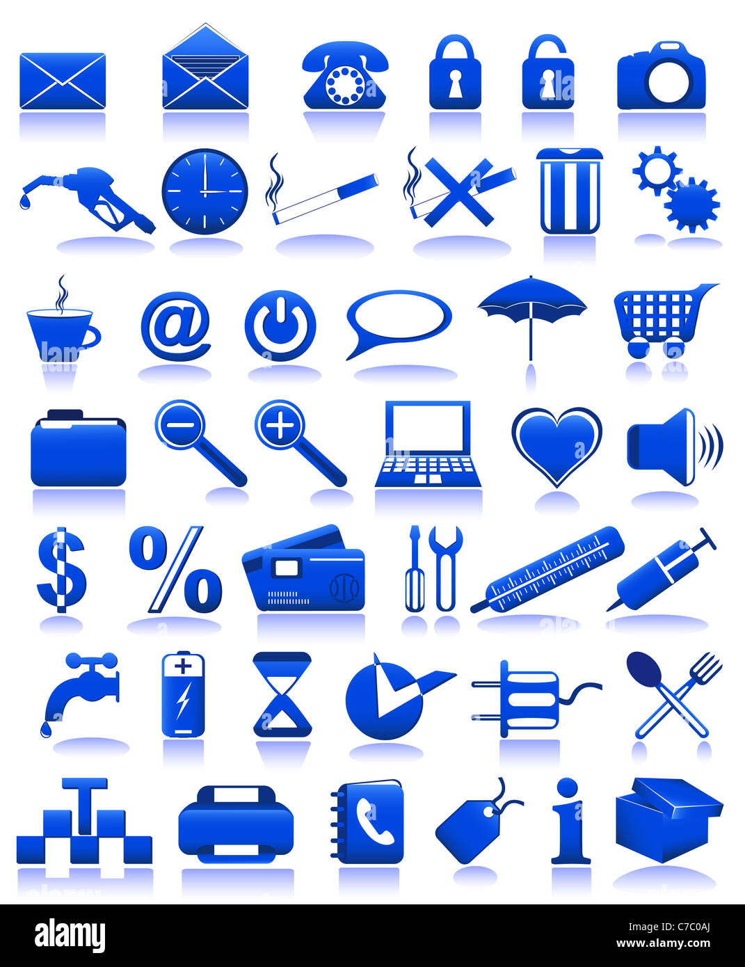 blue icons illustration isolated on white background Stock Photo - Alamy