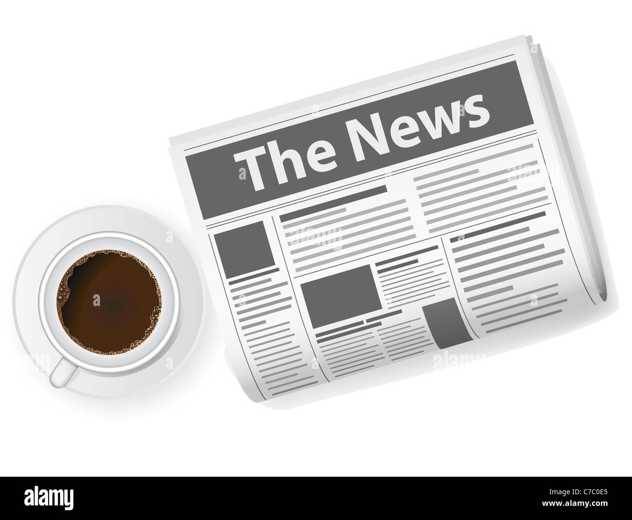 cup of coffee and newspaper illustration Stock Photo - Alamy