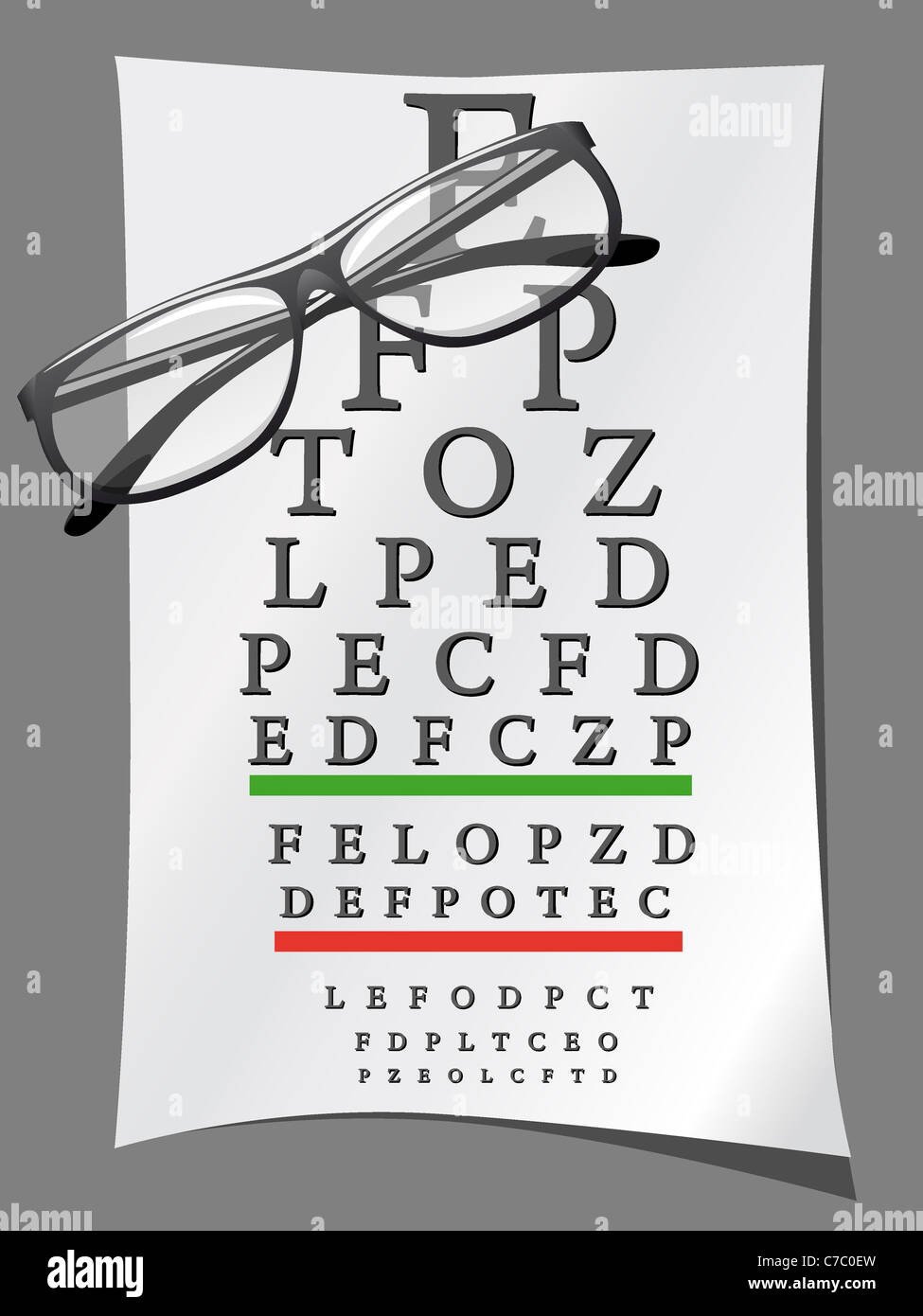 eye charts and glasses illustration Stock Photo - Alamy
