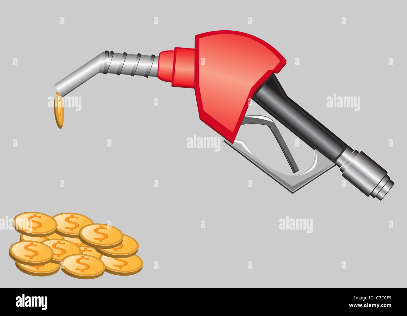 gas pump nozzle and money illustration Stock Photo - Alamy