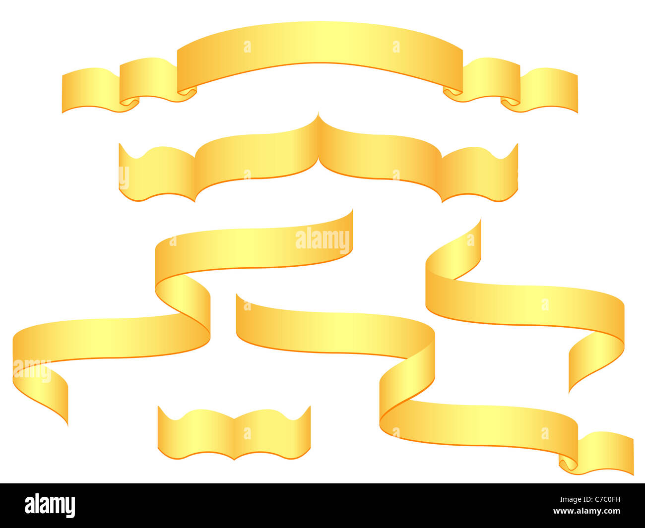 gold banners isolated on white background illustration Stock Photo - Alamy