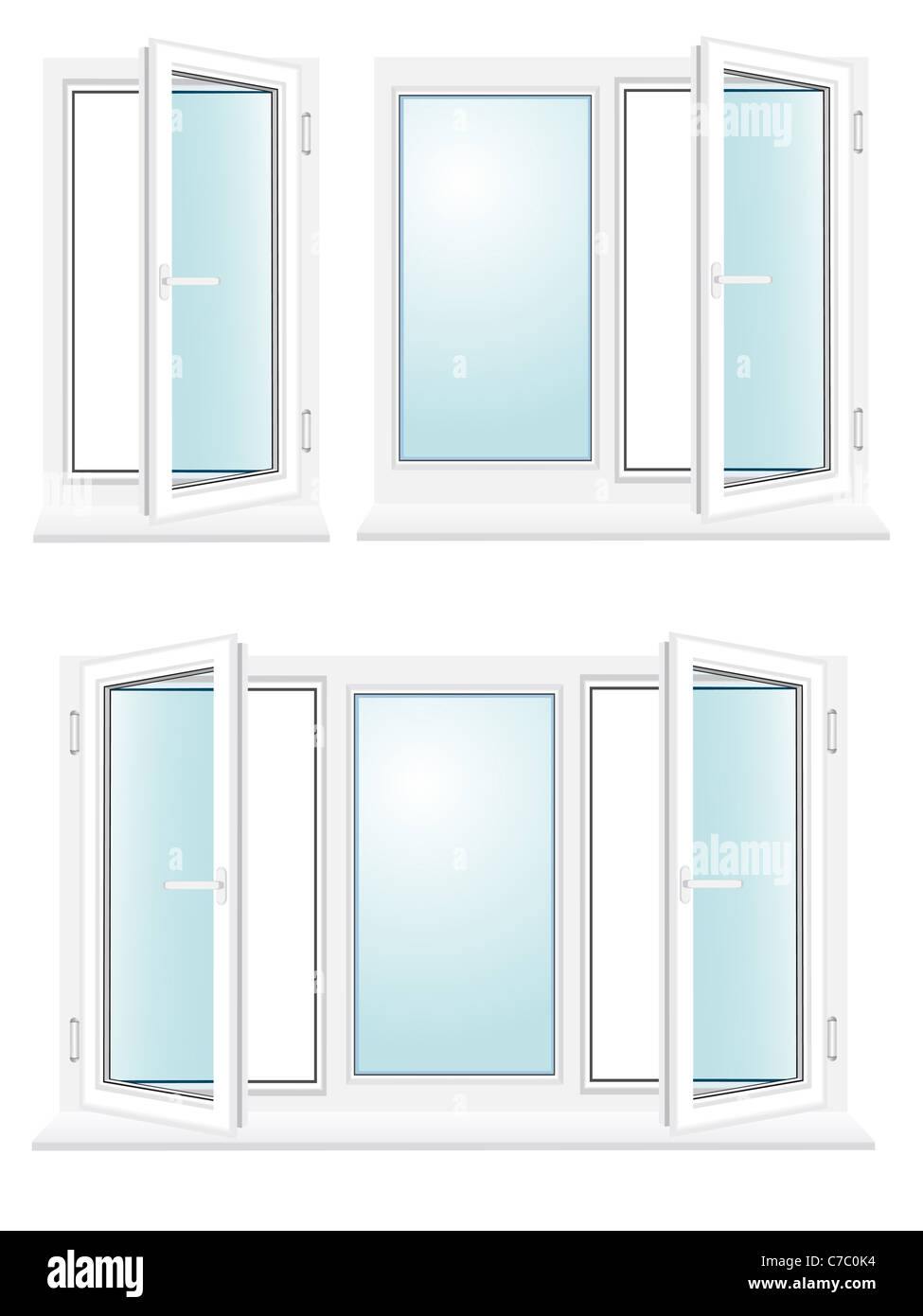 open plastic glass window illustration isolated on white background ...