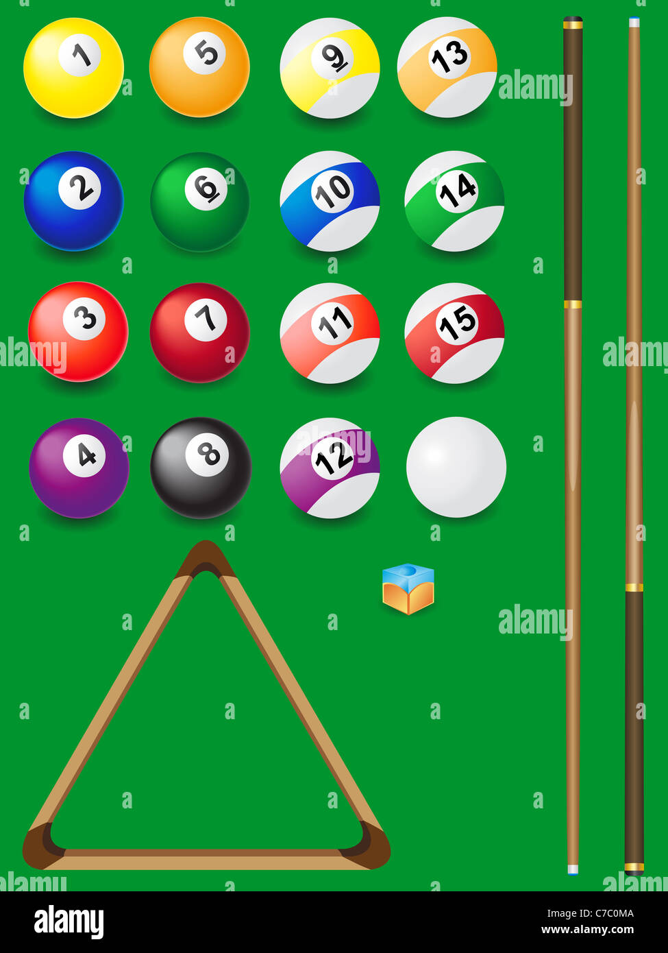 set for billiards illustration Stock Photo - Alamy