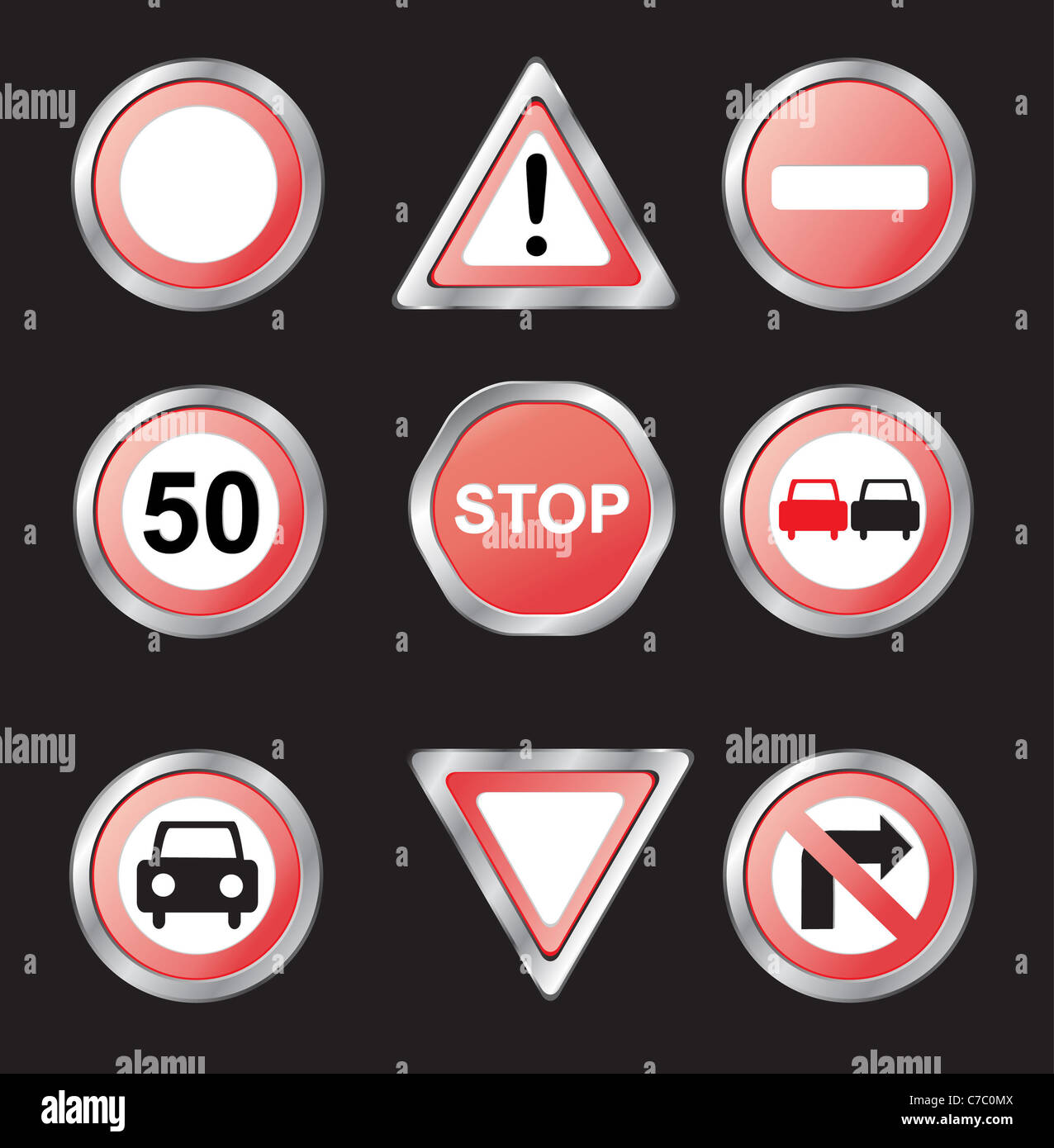 set signs of road illustration Stock Photo - Alamy