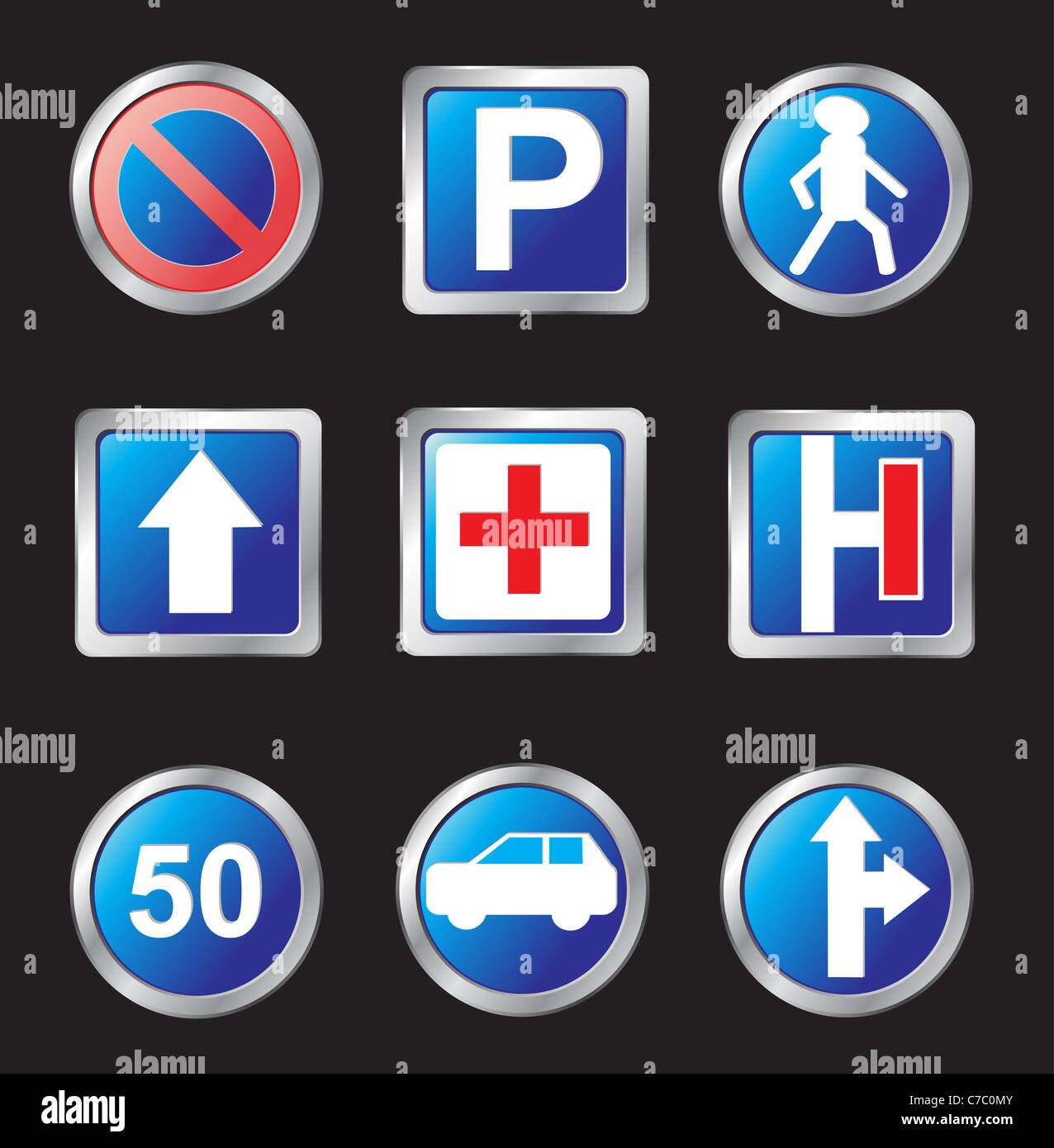 set signs of road illustration Stock Photo - Alamy