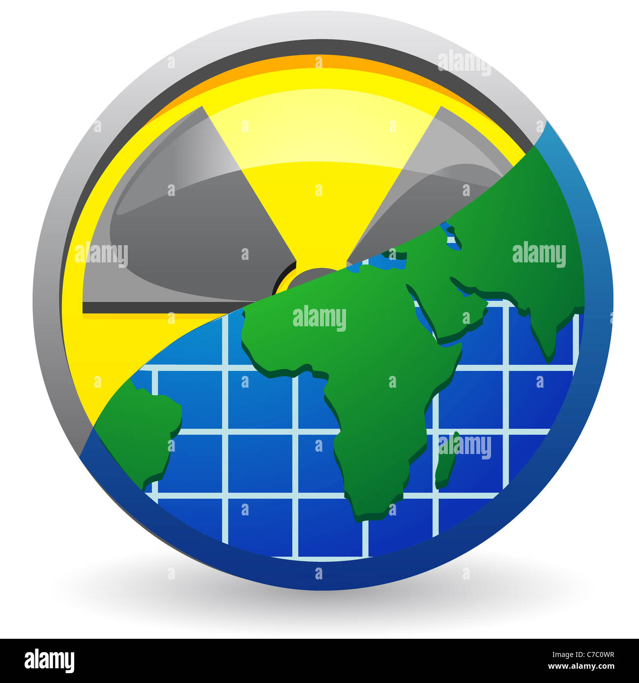 sign is a radiation and map of planet illustration isolated on white ...