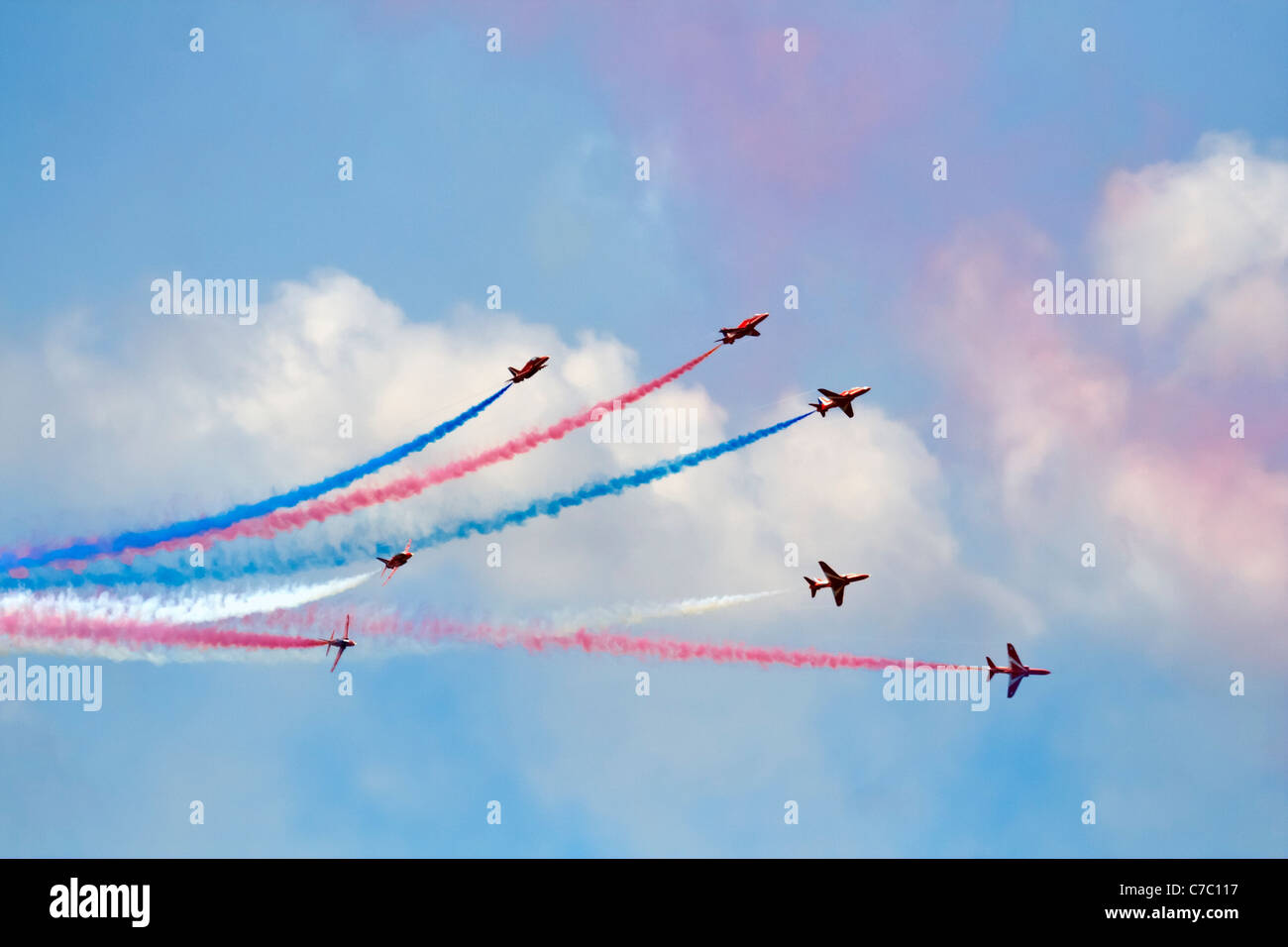 The Royal Air Force aerobatic team the Red Arrows display at Swansea ...