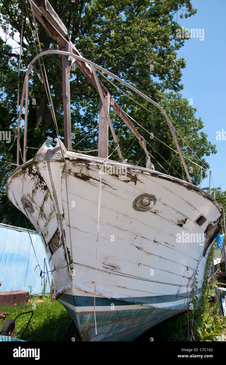 An abandoned boatyard on Back River in Essex, Baltimore Maryland USA ...