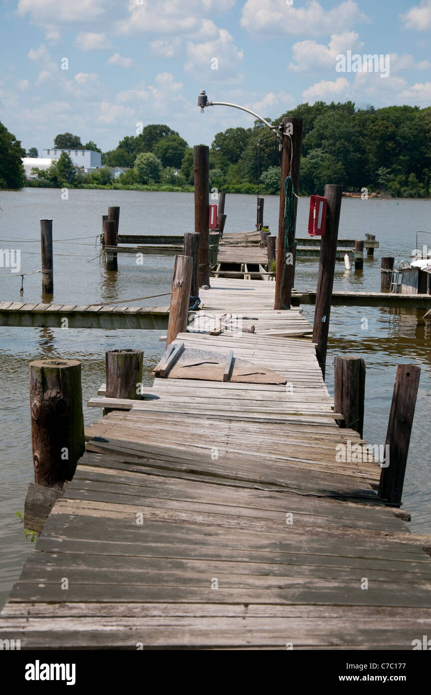 An abandoned boatyard on Back River in Essex, Baltimore Maryland USA ...
