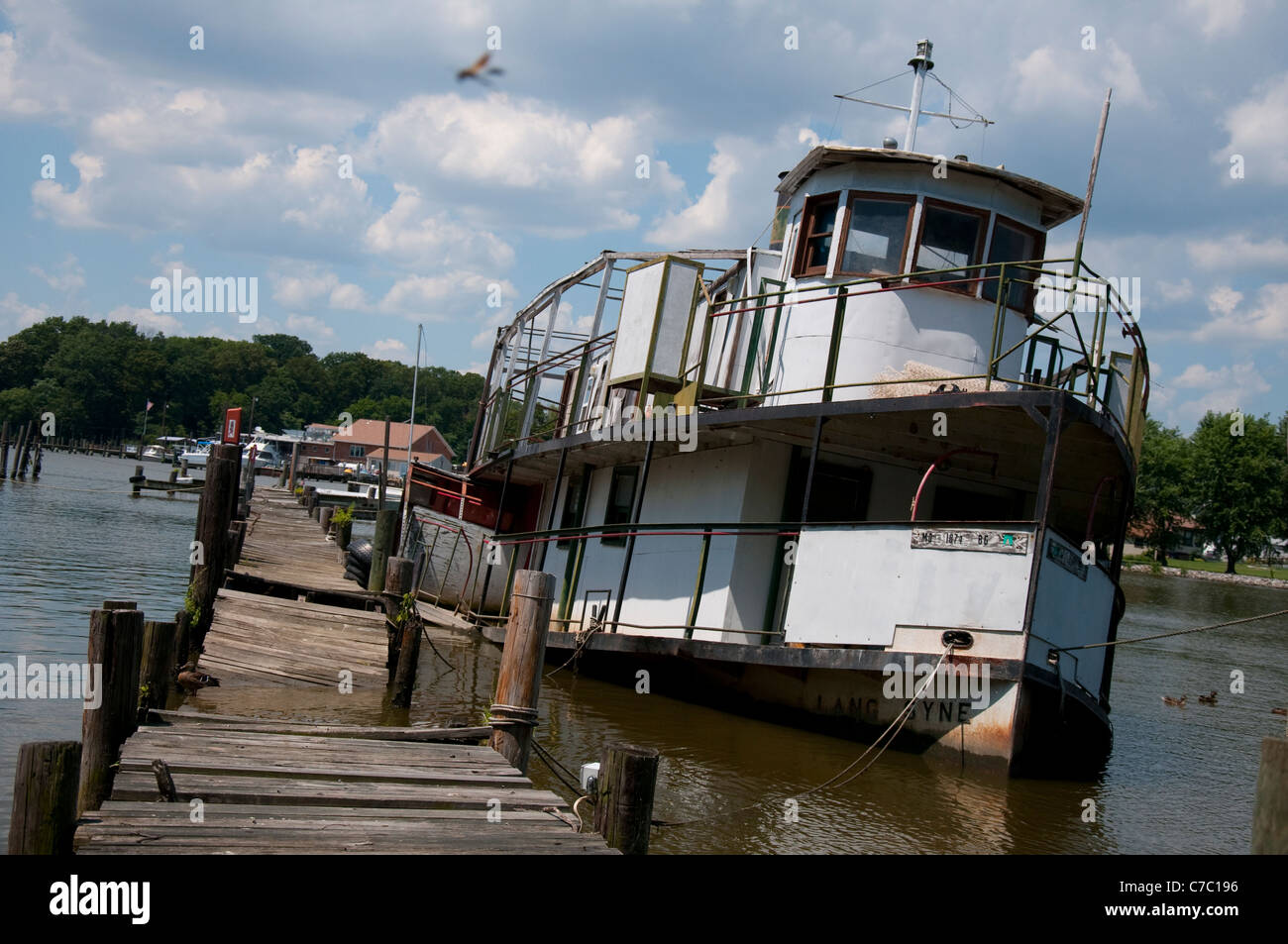 An abandoned boatyard on Back River in Essex, Baltimore Maryland USA ...