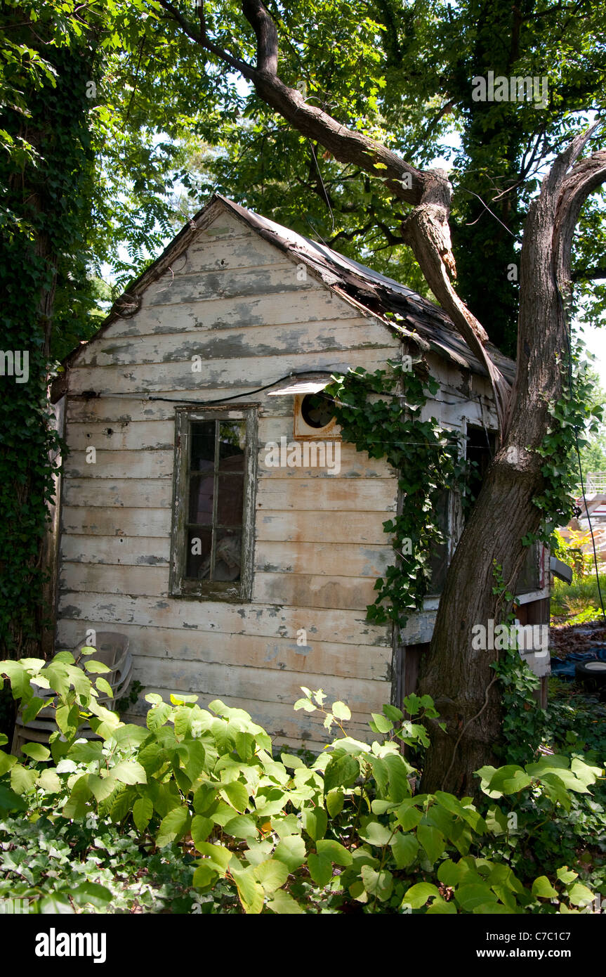 An abandoned boatyard on Back River in Essex, Baltimore Maryland USA ...