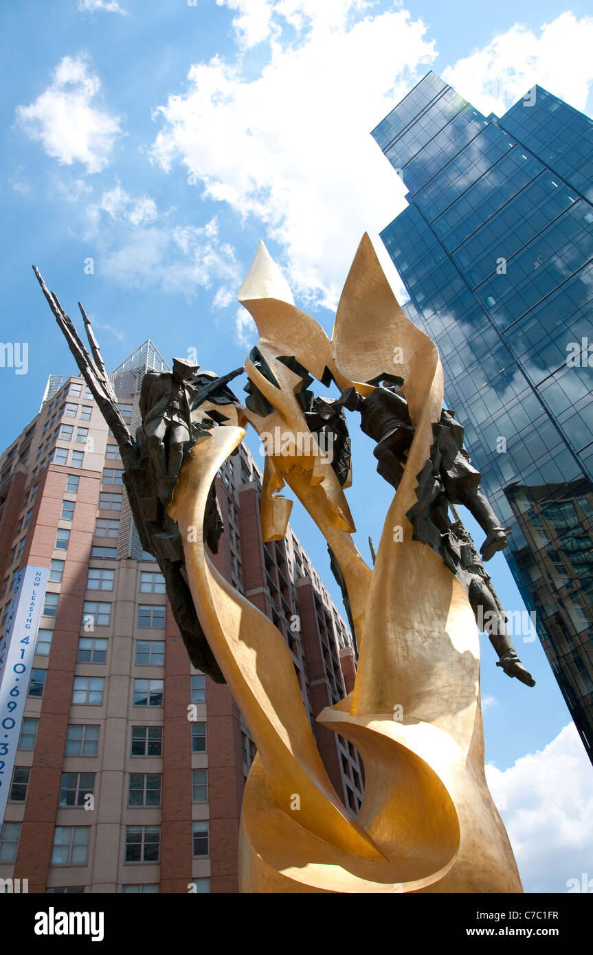 Memorial sculpture in remembrance of the Katyn Forest Massacre ...
