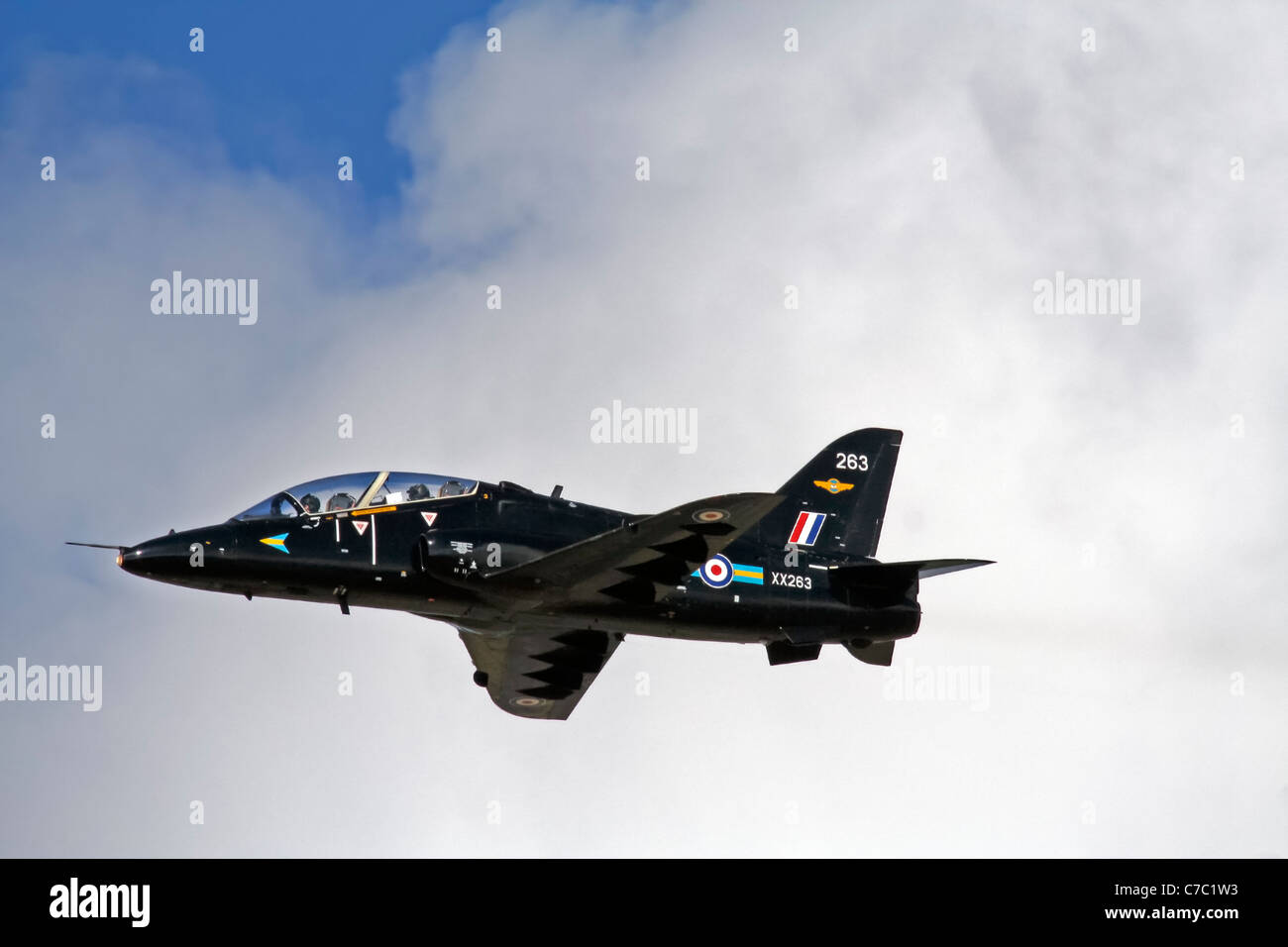 BAE Hawk aircraft performing a flypast July 21, 2007 in Cardiff, United ...